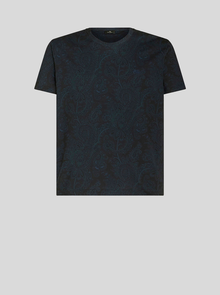 Paisley Cotton T Shirt Men Blue Etro